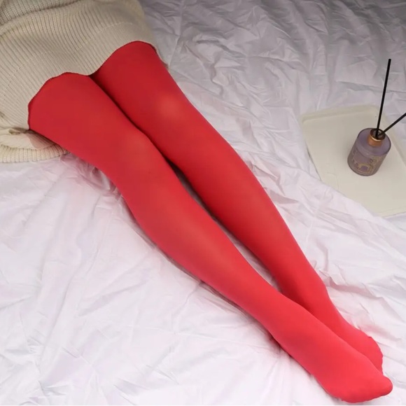 Intimates & Sleepwear | Nwt Watermelon Red Velvet Stockings Opaque ...